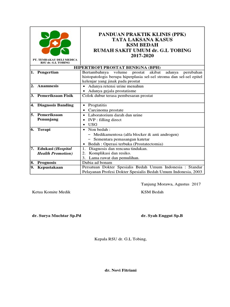 PPK Bedah Hipertrofi Prostat Benigna (BPH) | PDF