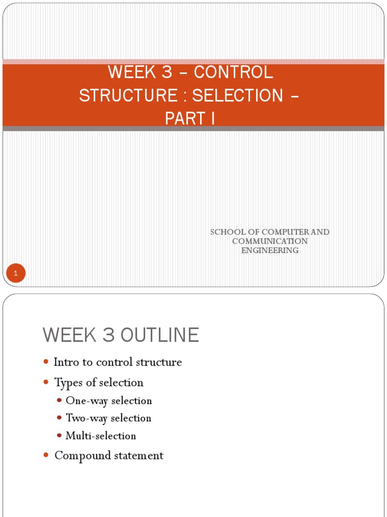 Lecture 3 - Selection Part I | PDF | Control Flow | Boolean Data Type