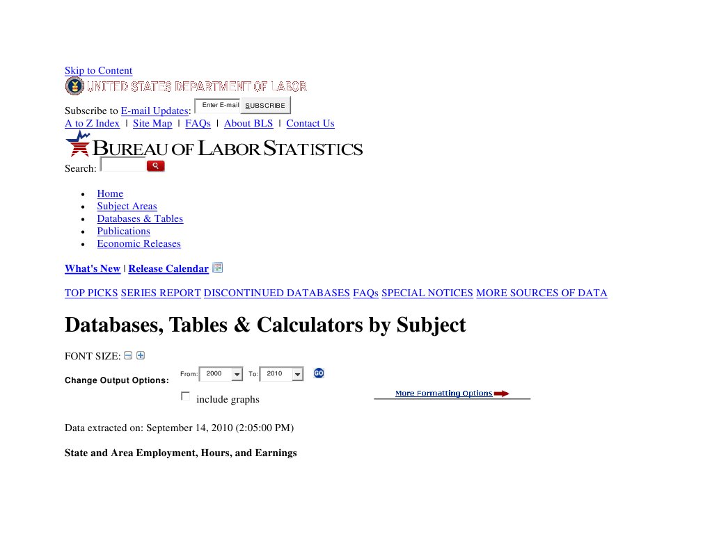 BLS Job Statistics Nonfarm Employment Jan 2001 To Aug 2010 | PDF