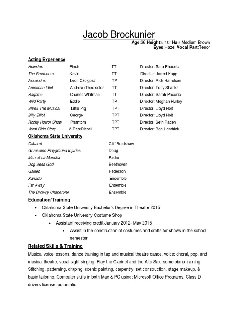 Jacob Acting Resume | PDF
