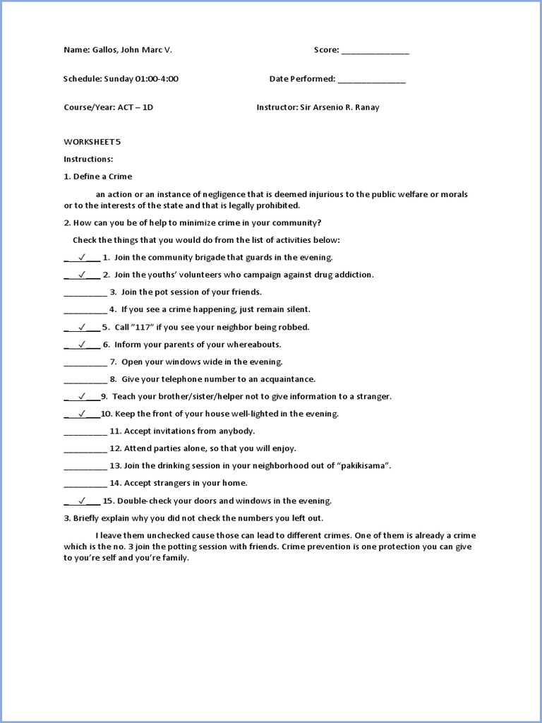 Worksheet 5 & 6 | PDF | Applied Ethics | Criminal Law