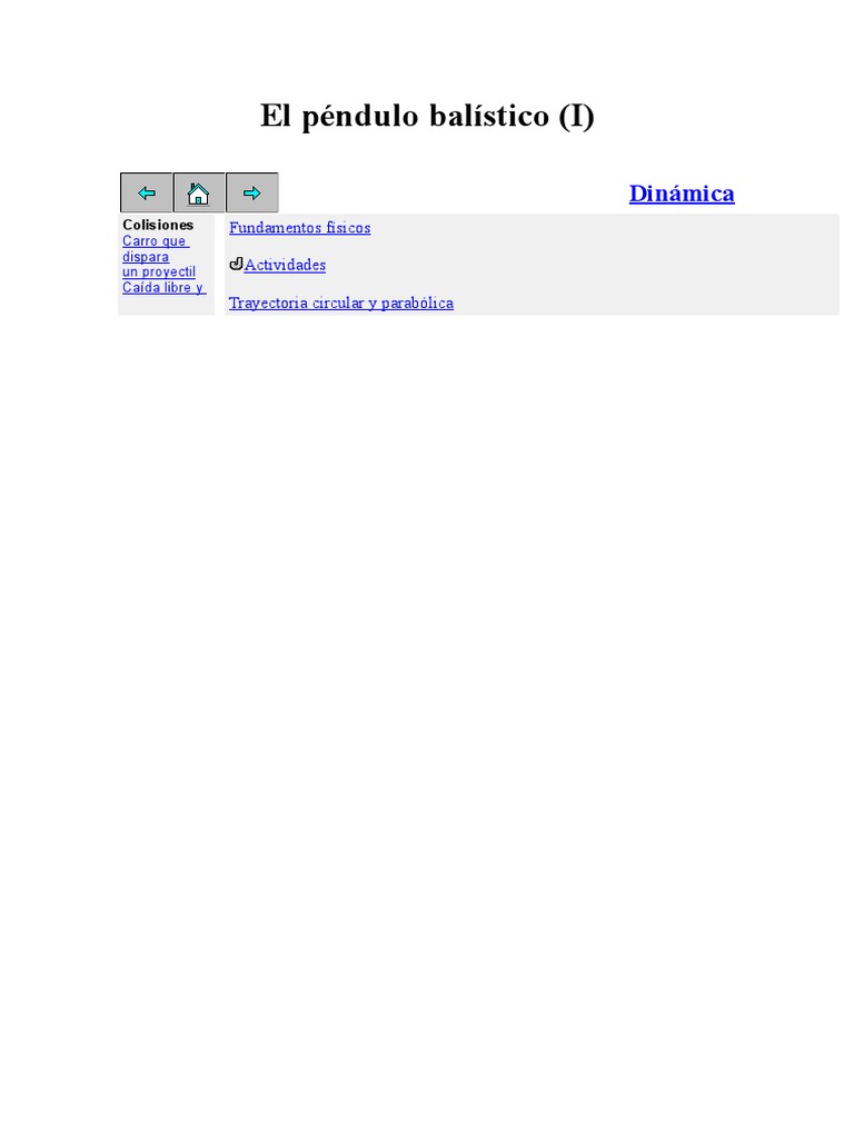 El Péndulo Balístico | PDF | Péndulo | Momento angular