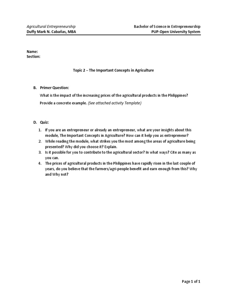 Activity 2 - Template - Agri-Entrep | PDF