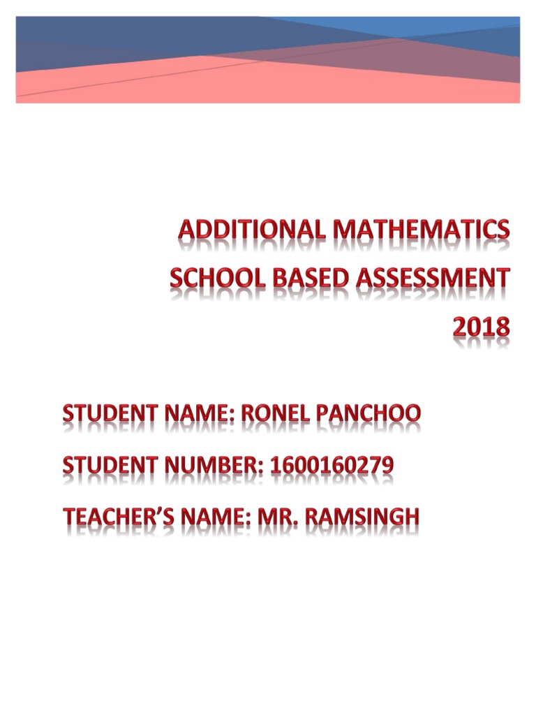 Ronel Panchoo Add Math SBA - The Water Tanks | PDF | Sphere | Volume