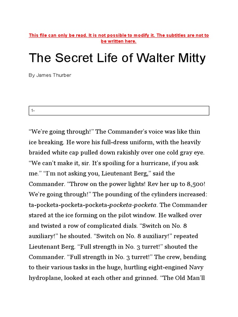 The Secret Life of Walter Mitty Subtitles PDF | PDF | Nature