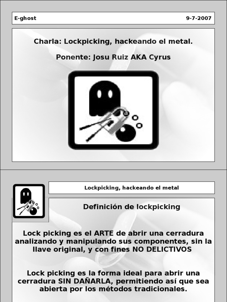 Lock Picking | PDF | Bloqueo (dispositivo de seguridad) | Herramientas