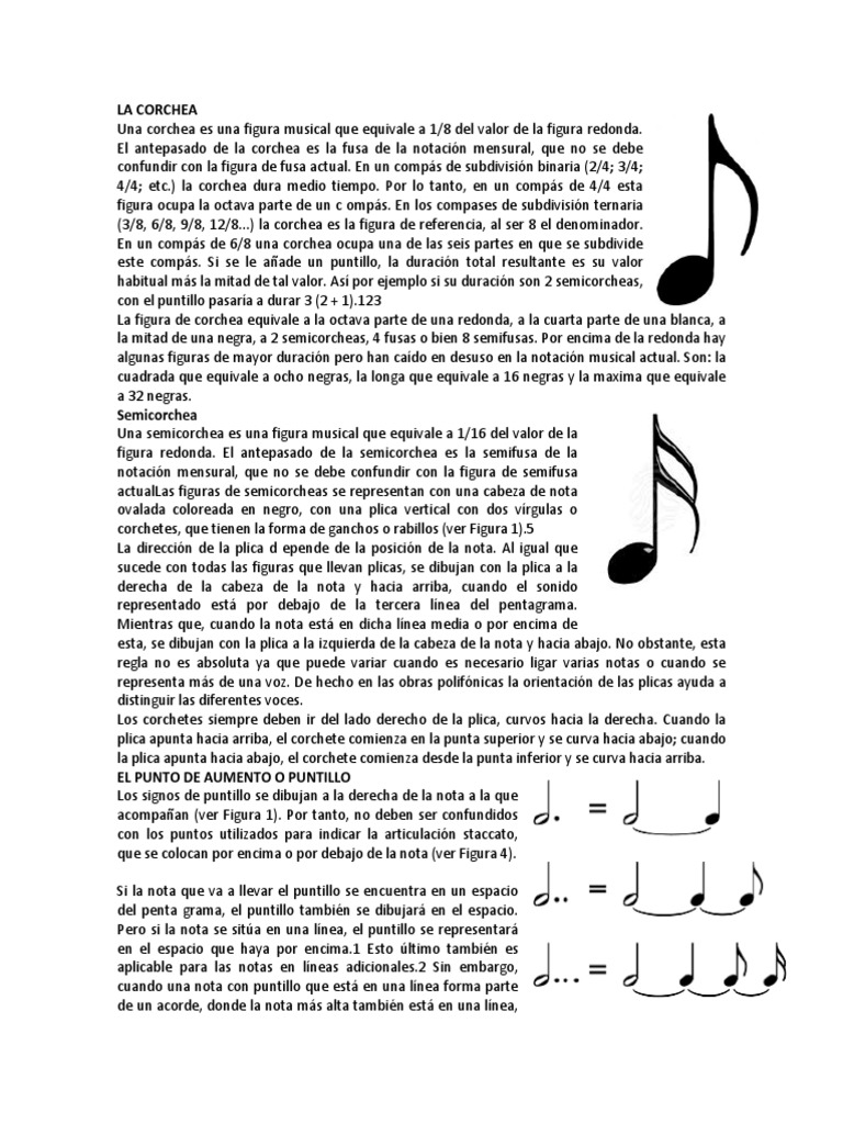 La corchea y sus características | PDF | Notación musical ...