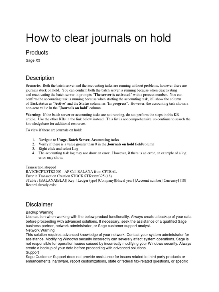 How To Clear Journals On Hold | PDF | Backup | System Administrator