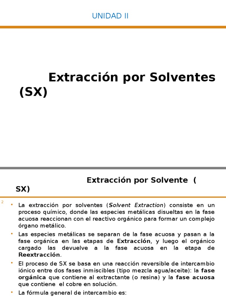 UNIDAD II Extraccion Por Solventes | PDF | Cobre | Solvente