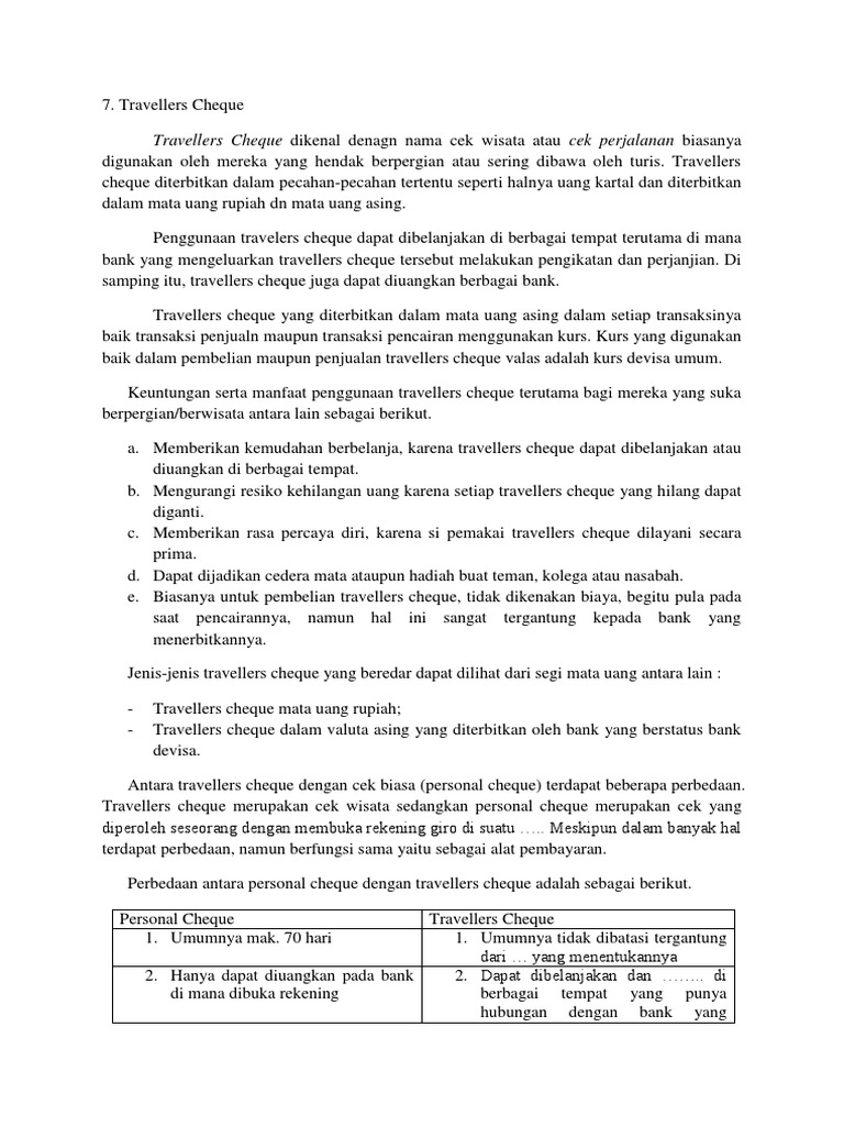 Panduan Lengkap Travellers Cheque | PDF