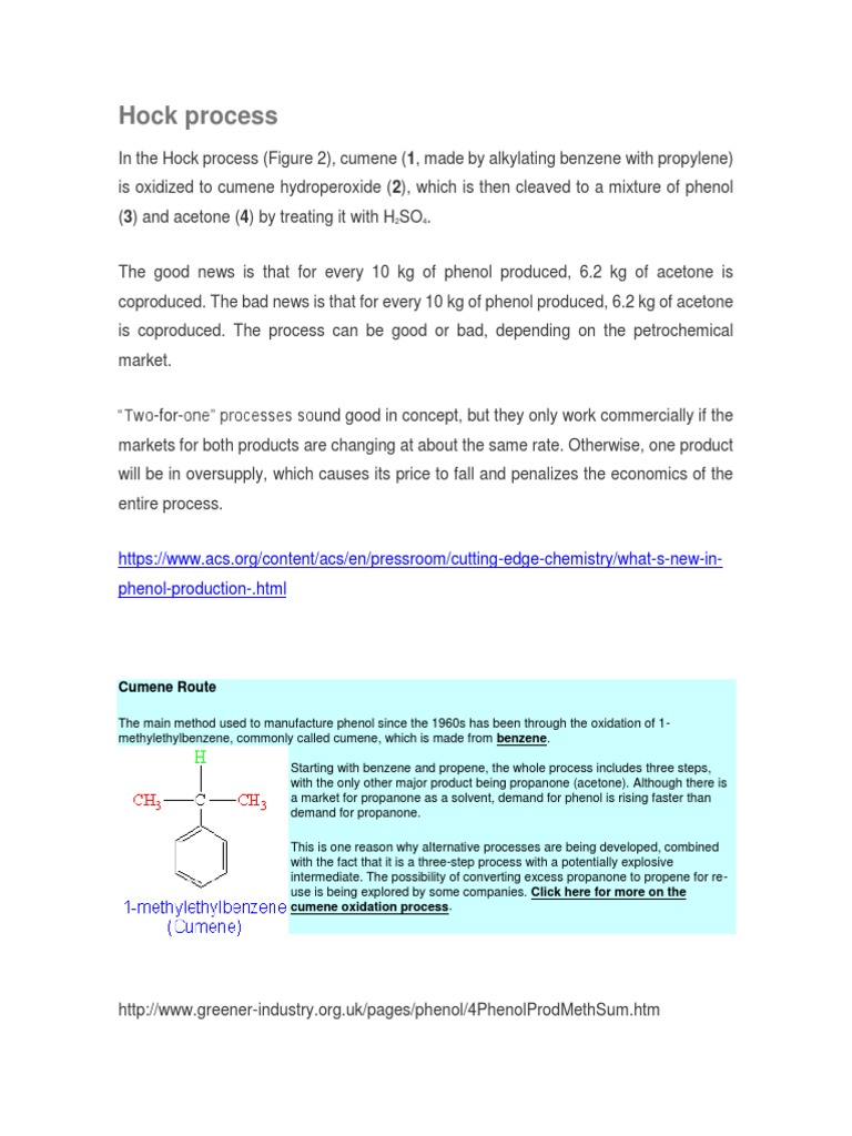 Hock Process: Phenol-Production-.Html | PDF