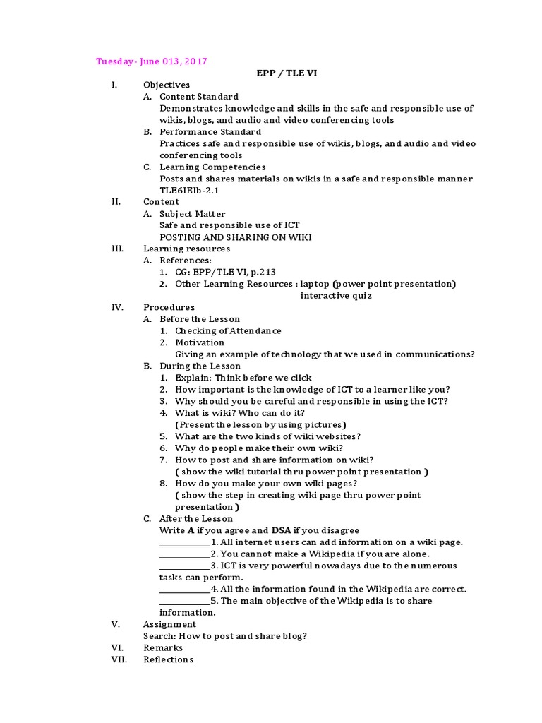 Epp Tle Vi q1 Week2 | PDF | Wiki | Educational Technology