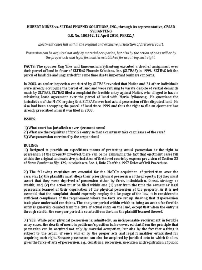 MeTC Jurisdiction Over Ejectment Cases | PDF | Complaint | Social Institutions