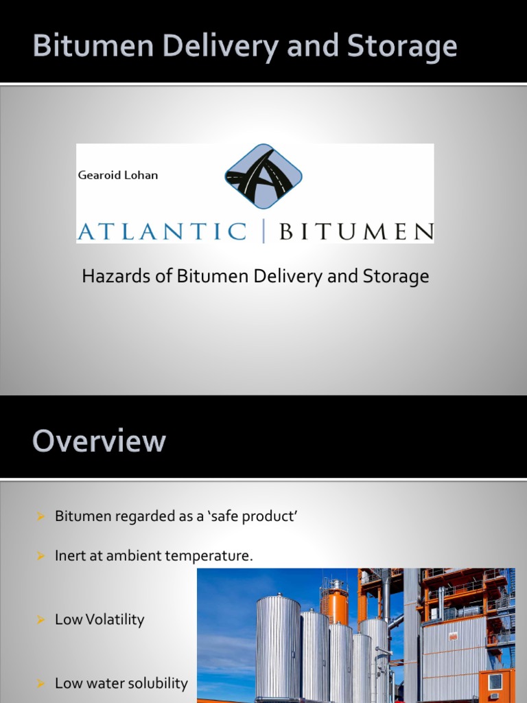 Safety Considerations for the Delivery and Storage of Bitumen | PDF ...