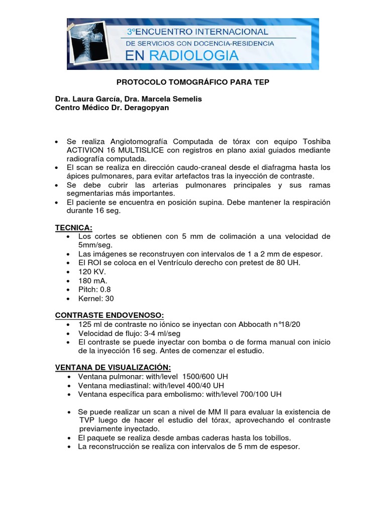 Protocol o Tep | PDF | Sistema cardiovascular | Enfermedades y trastornos