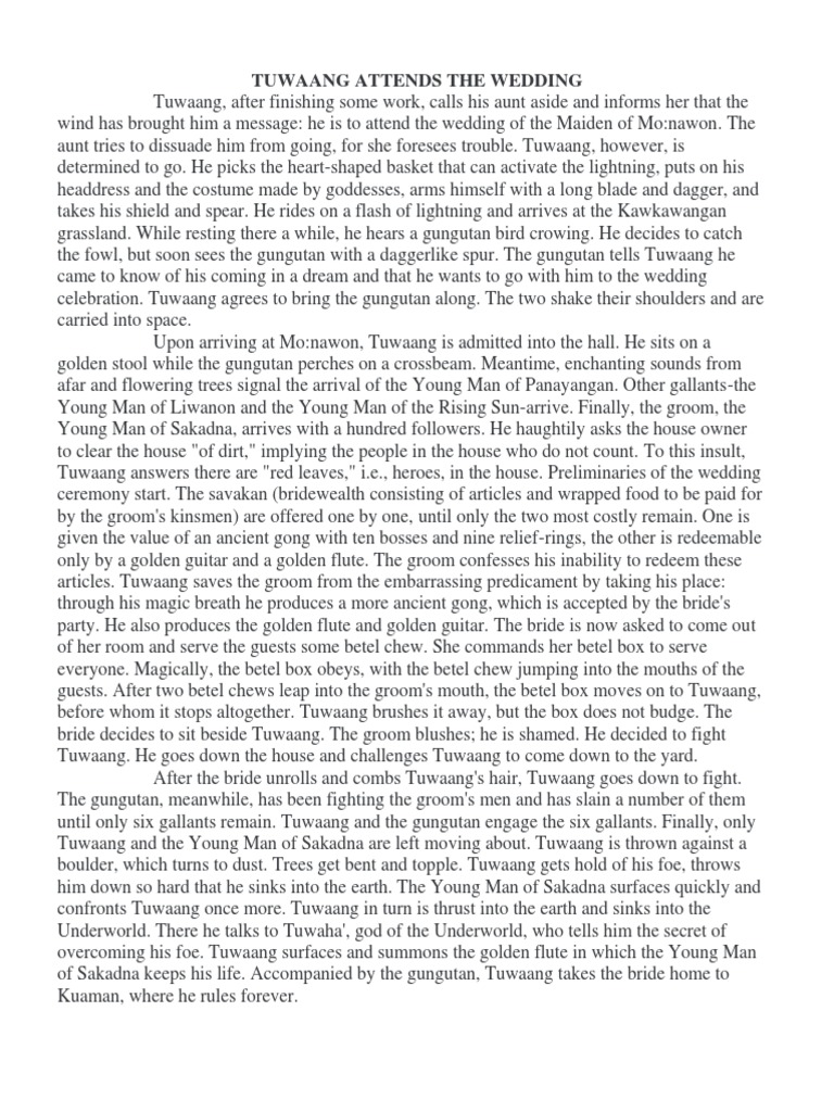Tuwaang Attends The Wedding Story-English | PDF | Wedding