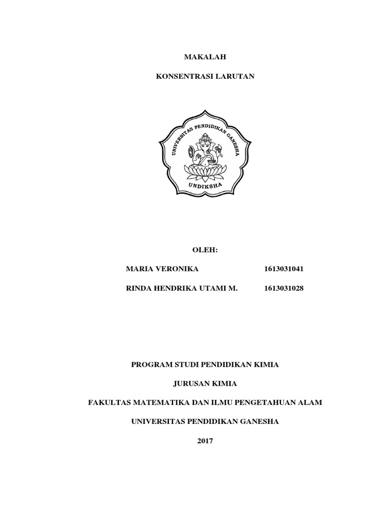 Makalah Konsentrasi Larutan | PDF