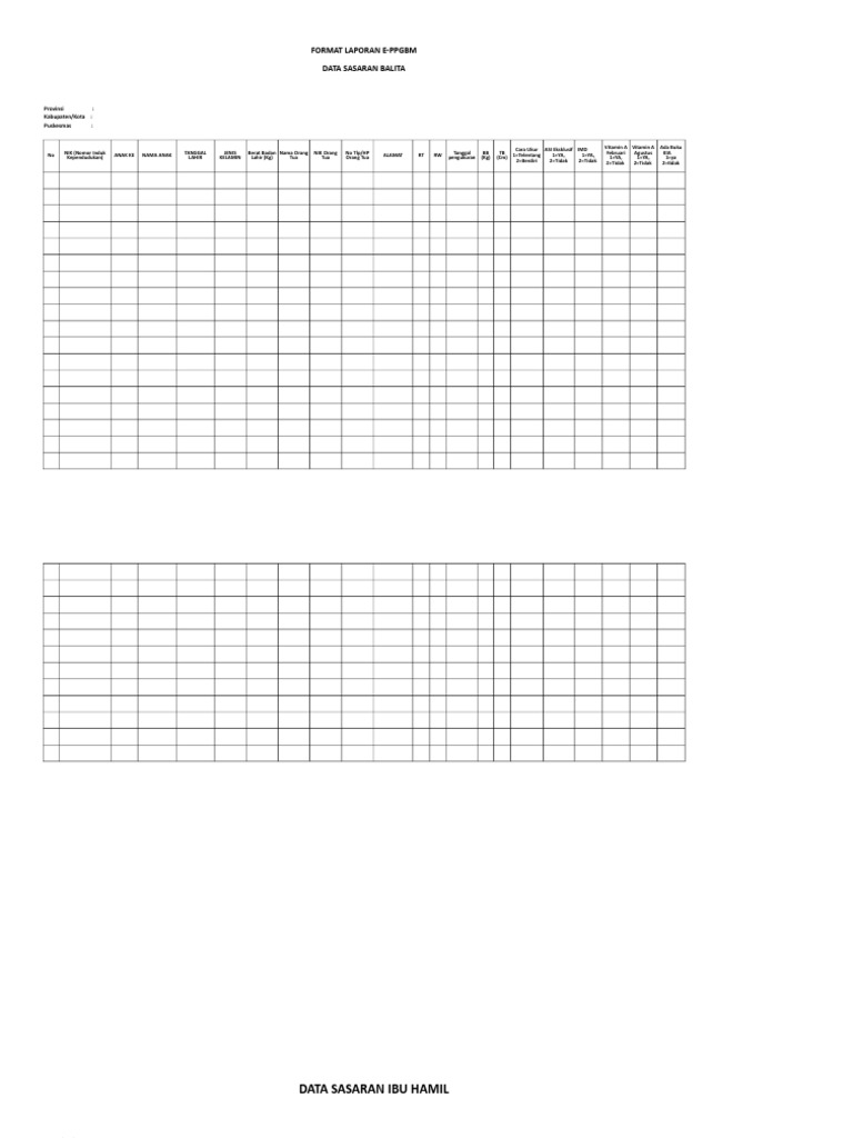 Format Data Sasaran E-Ppgbm-4 | PDF