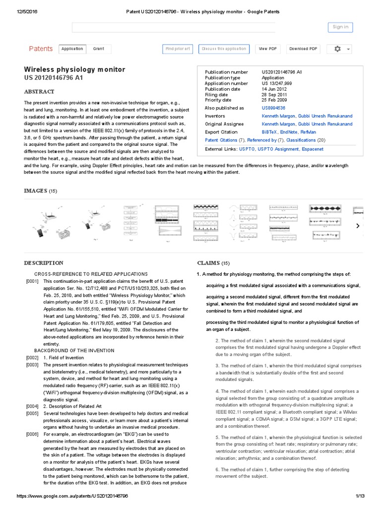 Wireless Physiology Monitor: Patents | PDF | Modulation | Orthogonal ...