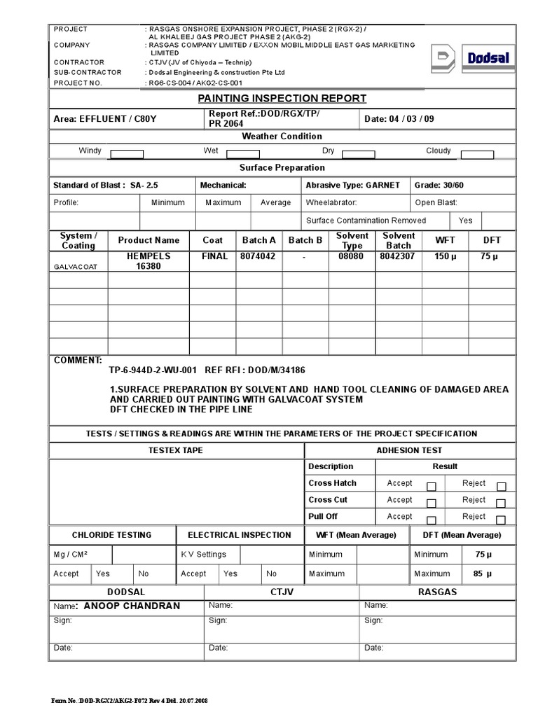 Painting Inspection Report-534 - GALVACOAT | Building Engineering ...