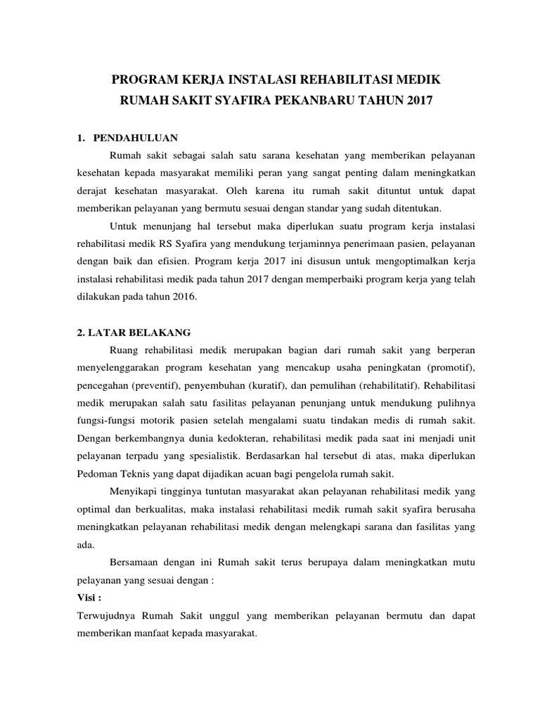 Program Kerja Instalasi Rehabilitasi Medik Fisioterapi | PDF