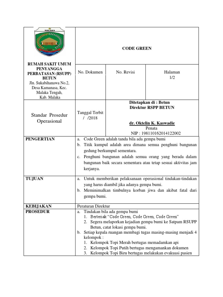 SPO Code Green | PDF