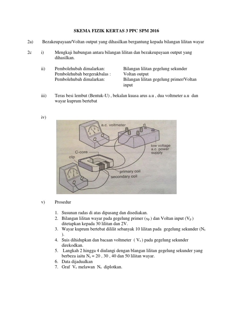 Skema Fizik Kertas 3 b3 PPC SPM 2016 | PDF