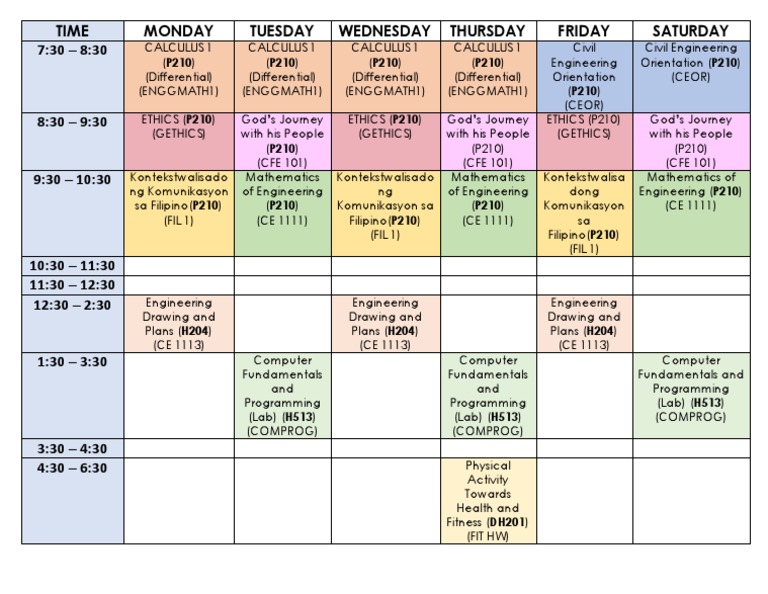 Schedule | PDF | Teaching Mathematics