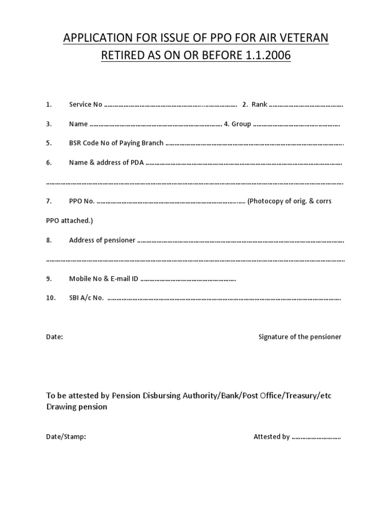 PPO Application for Air Veterans 2006 | PDF
