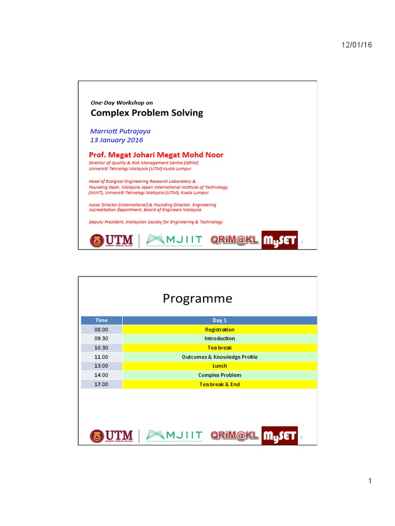 Complex Problem Solving UTHM 130116 | PDF | Engineering | Sustainability