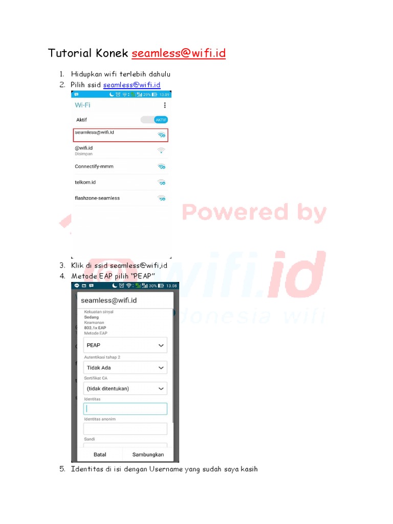 Tutorial Konek Seamless@Wifi - Id | PDF