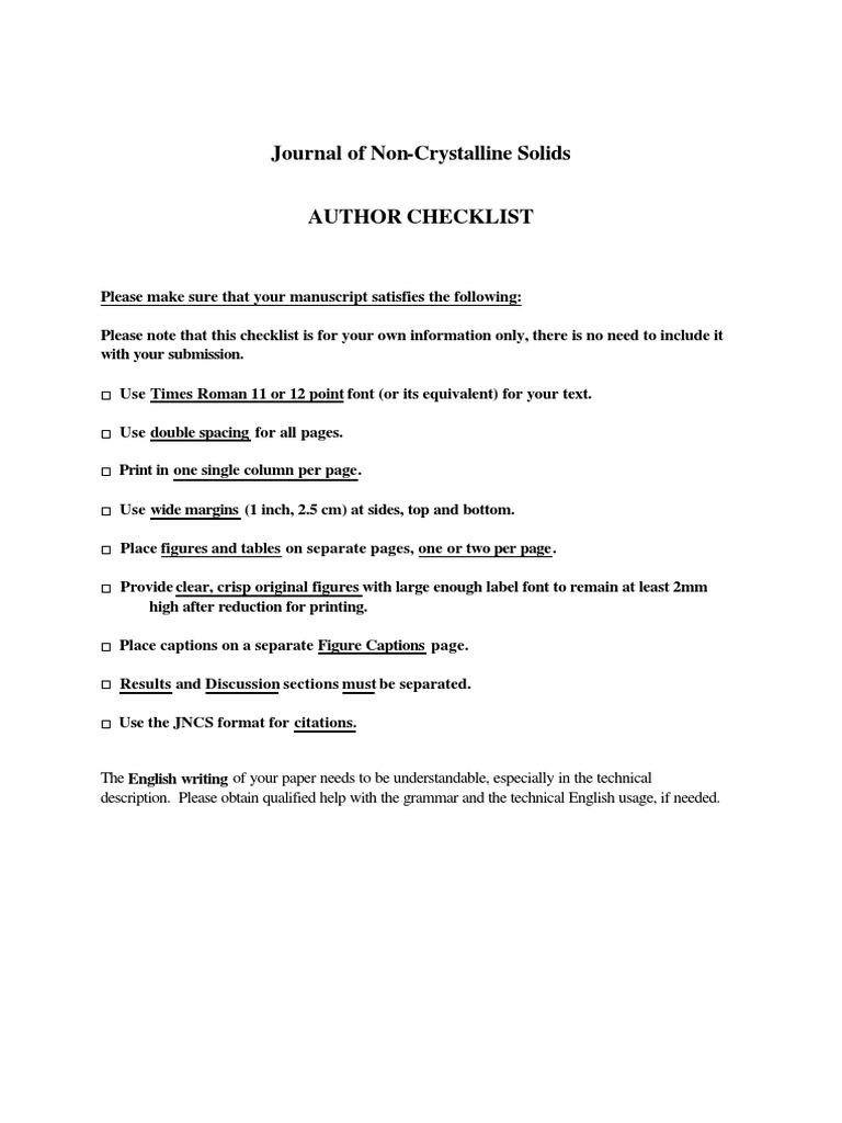 Author Checklist | PDF