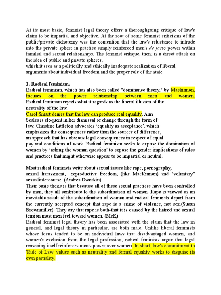 Feminism - Jurisprudence and Legal Philosophy Notes | PDF | Feminism ...