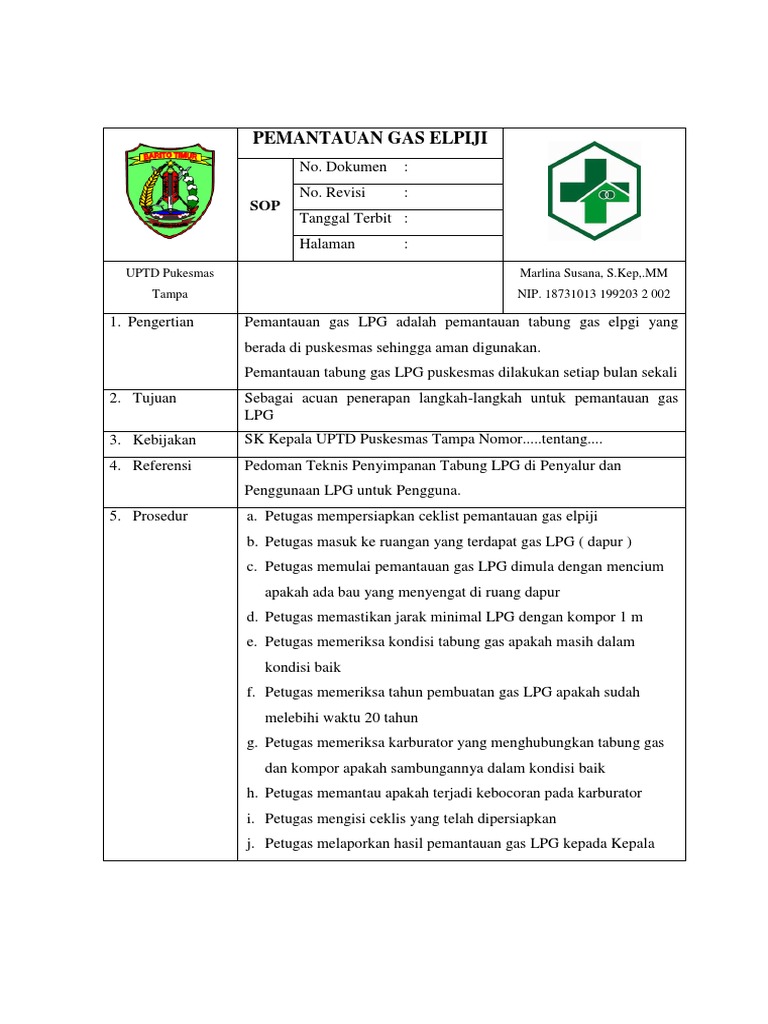 8.5.1.2 Sop Pemantauan Gas Elpiji | PDF