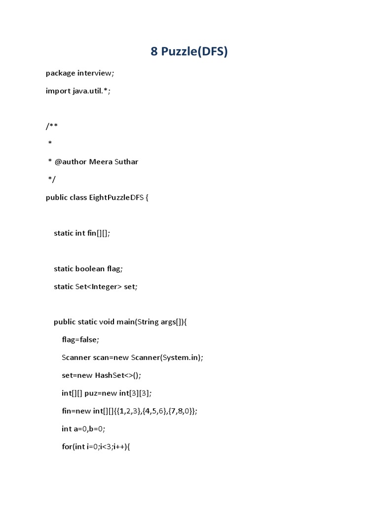 8 Puzzle DFS | Download Free PDF | Computer Programming | Software Engineering