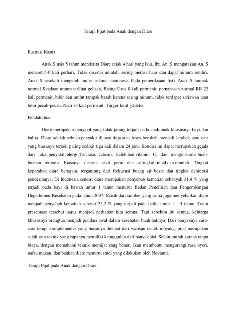 Terapi Pijat Pada Anak Dengan Diare | PDF