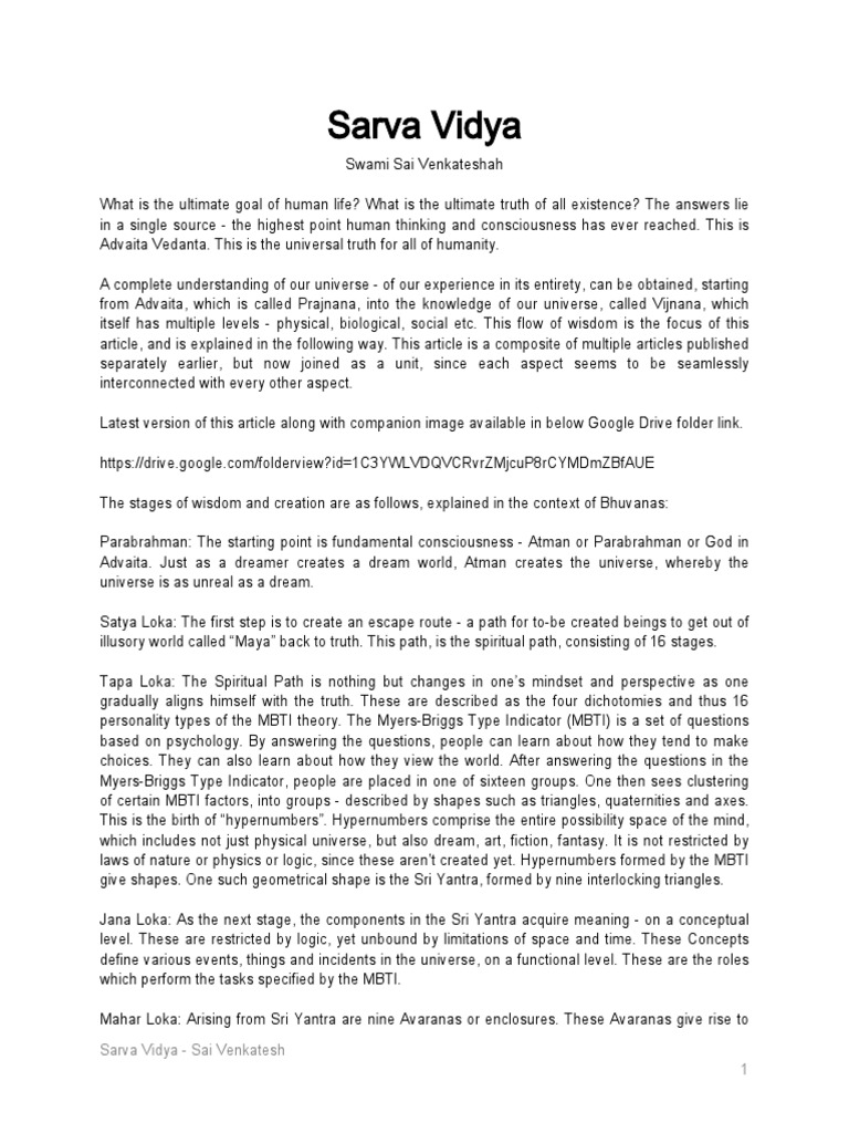 Sarva Vidya - The Essence of Everything | PDF | Advaita Vedanta | Normal Mode