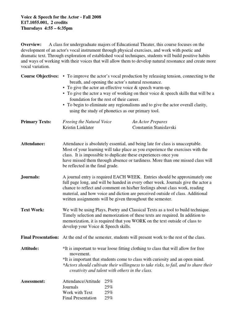 Voice Speech Syl Lab Us | PDF | Human Voice | Vocal Pedagogy