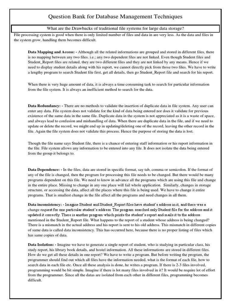 Database System Important Question and Answer | PDF | Database ...