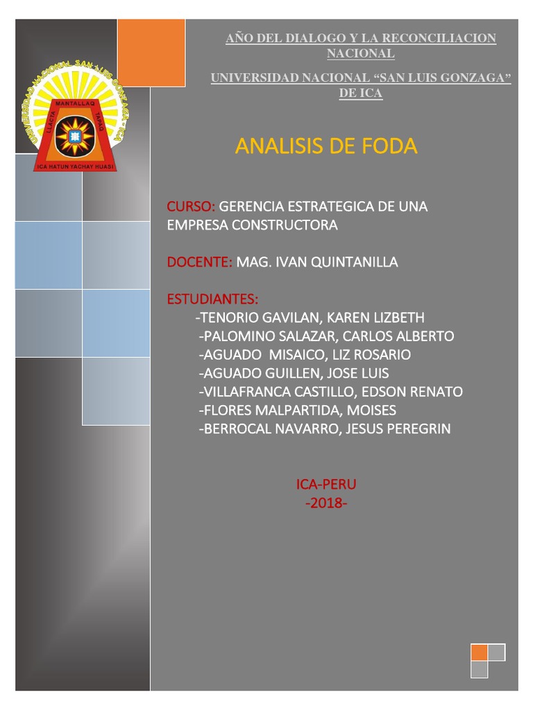 Analisis de Foda de La Empresa Constructora Fic | PDF