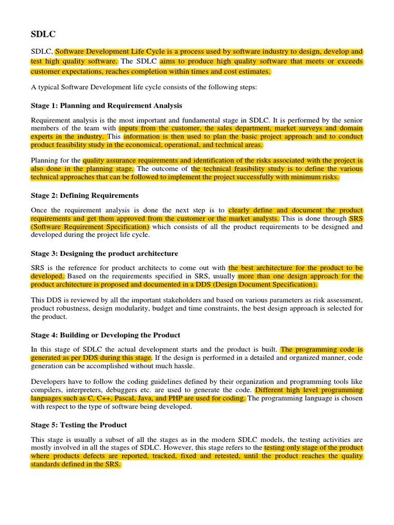 SDLC | PDF | Software Development | Systems Science