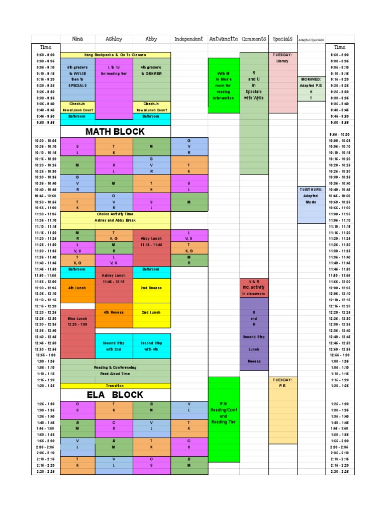 Portfolio Schedule - Sheet1 | PDF | Schools | Behavior Modification