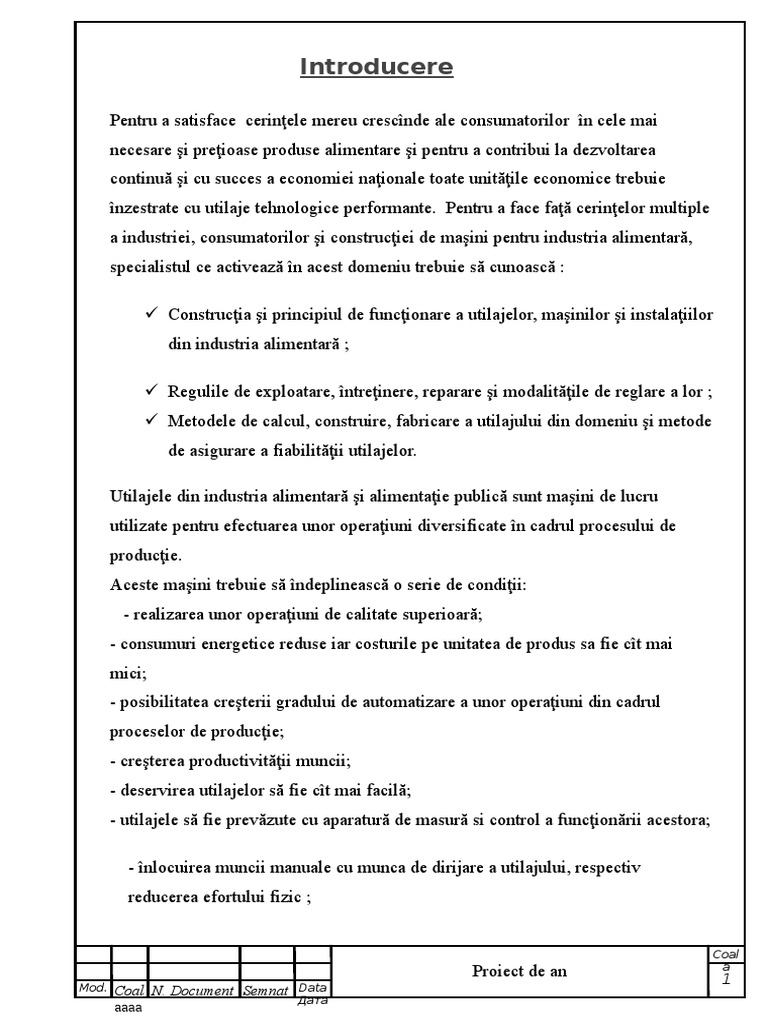 Proiect La Utilaj Tehnologic Tocator | PDF