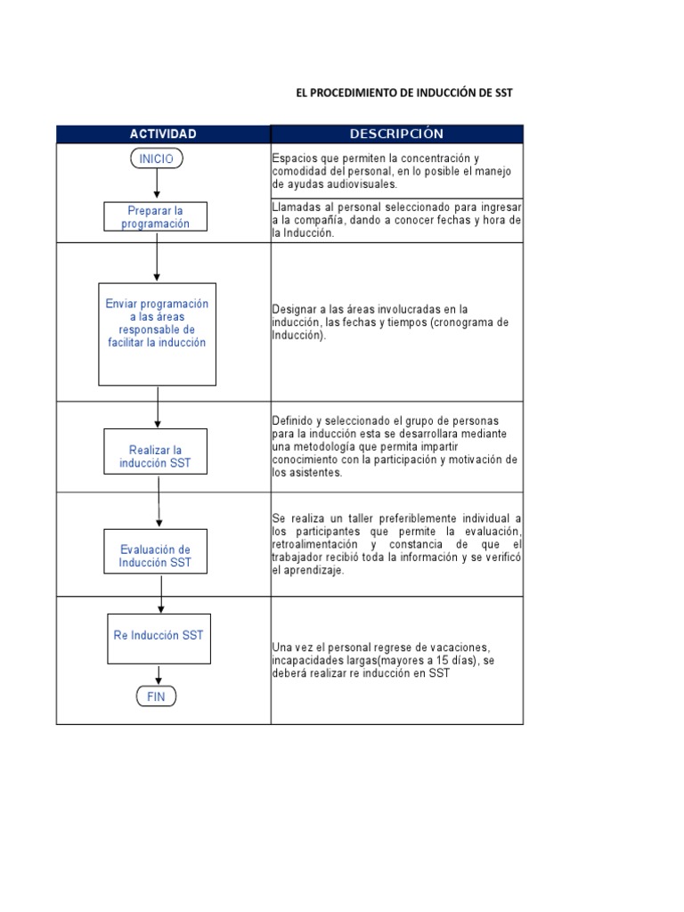 Procedimiento de Induccion | PDF
