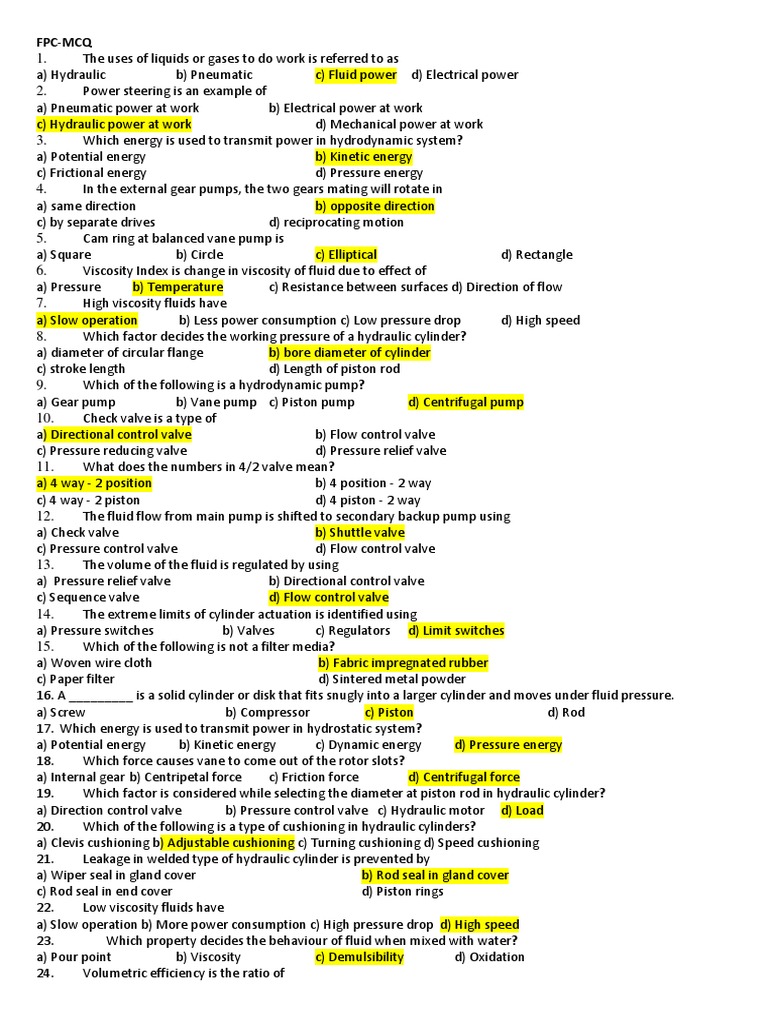 FPC Question Bank | PDF | Pump | Valve