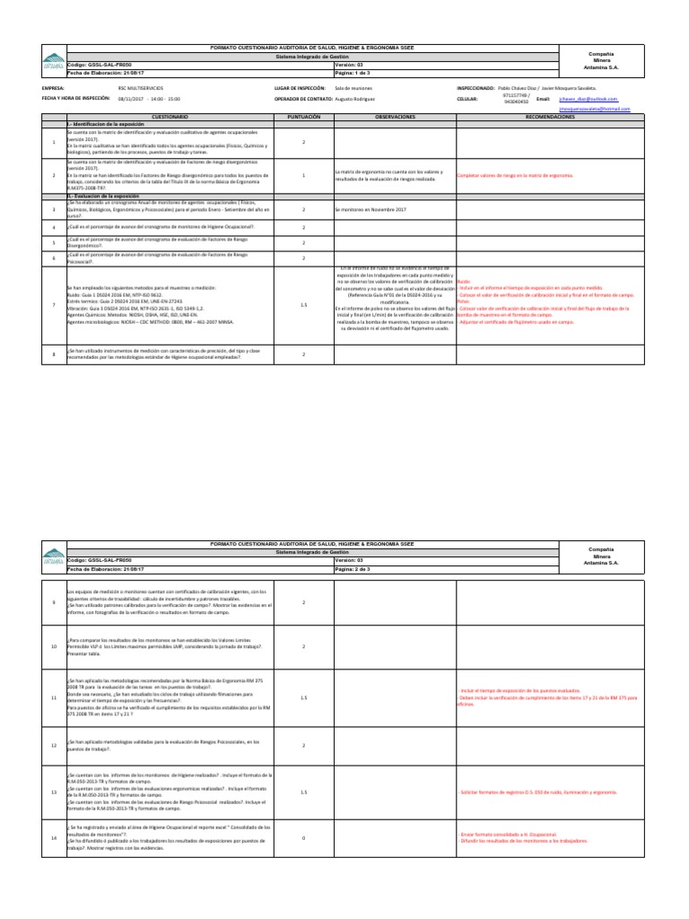 RSC Multiservicios Audit v2 | PDF | Calibración | Factores humanos y ...
