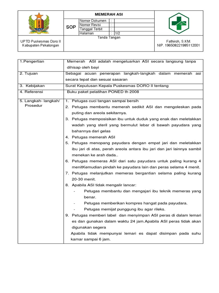 Sop Memerah Asi | PDF