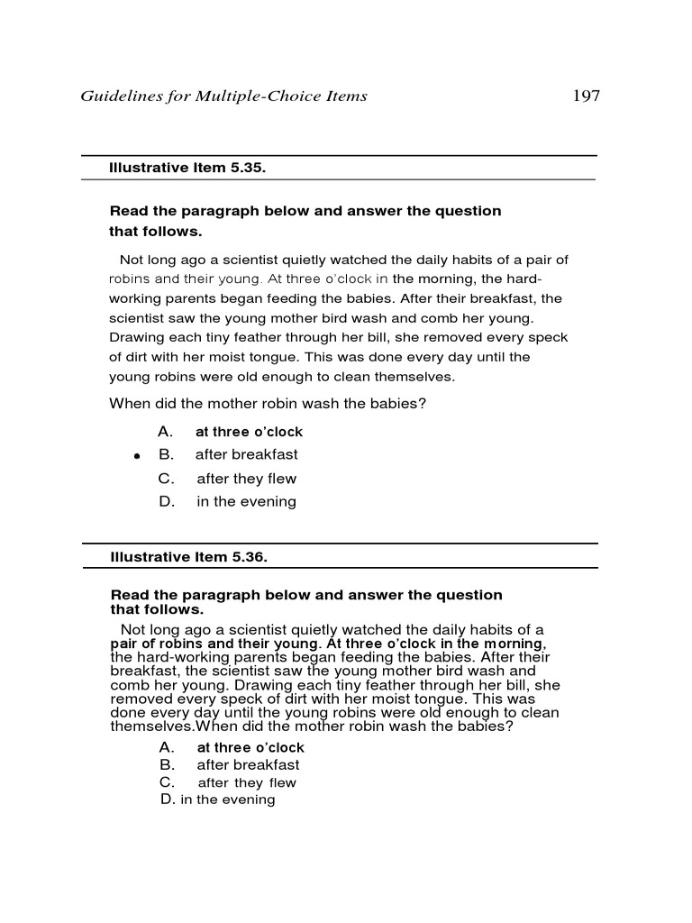 Guidelines For Multiple-Choice Items: Illustrative Item 5.35 | PDF ...