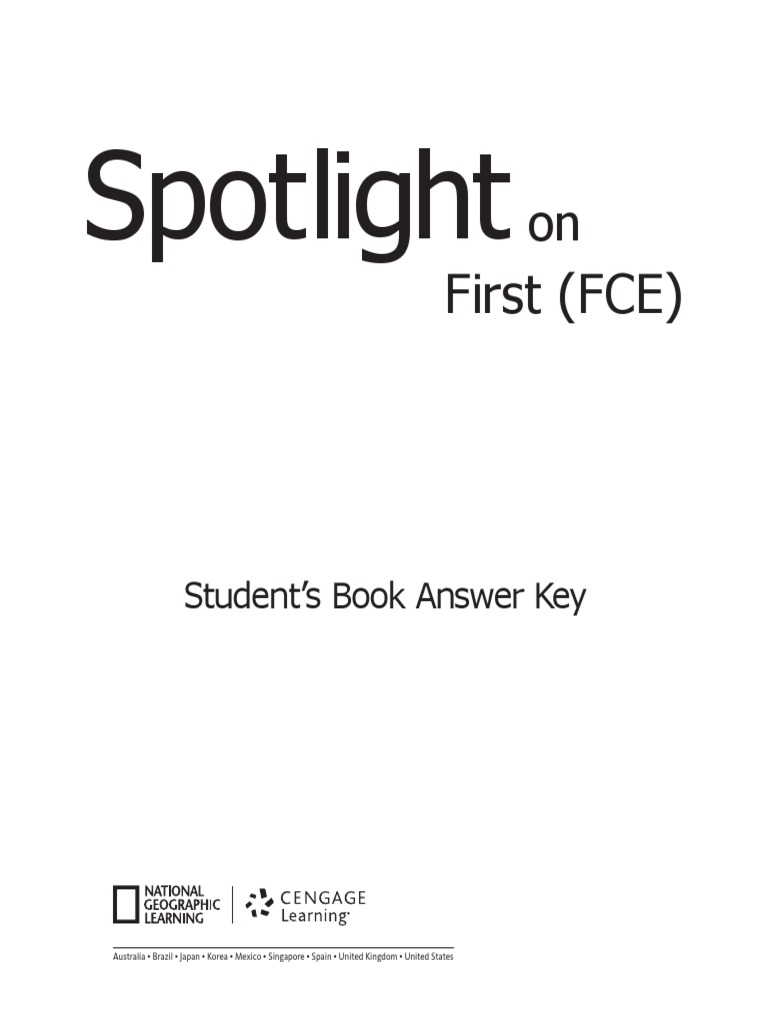 Spotlight First SB Answerkey | PDF | Adjective | Verb