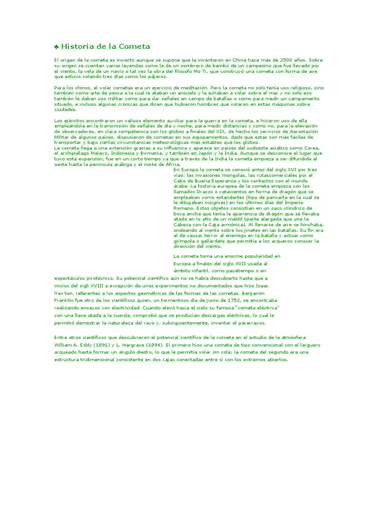 Historia de La Cometa | PDF | Cometa | Naturaleza